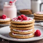 Graham Cracker Cookies with Cream Cheese Frosting and Raspberry Drizzle